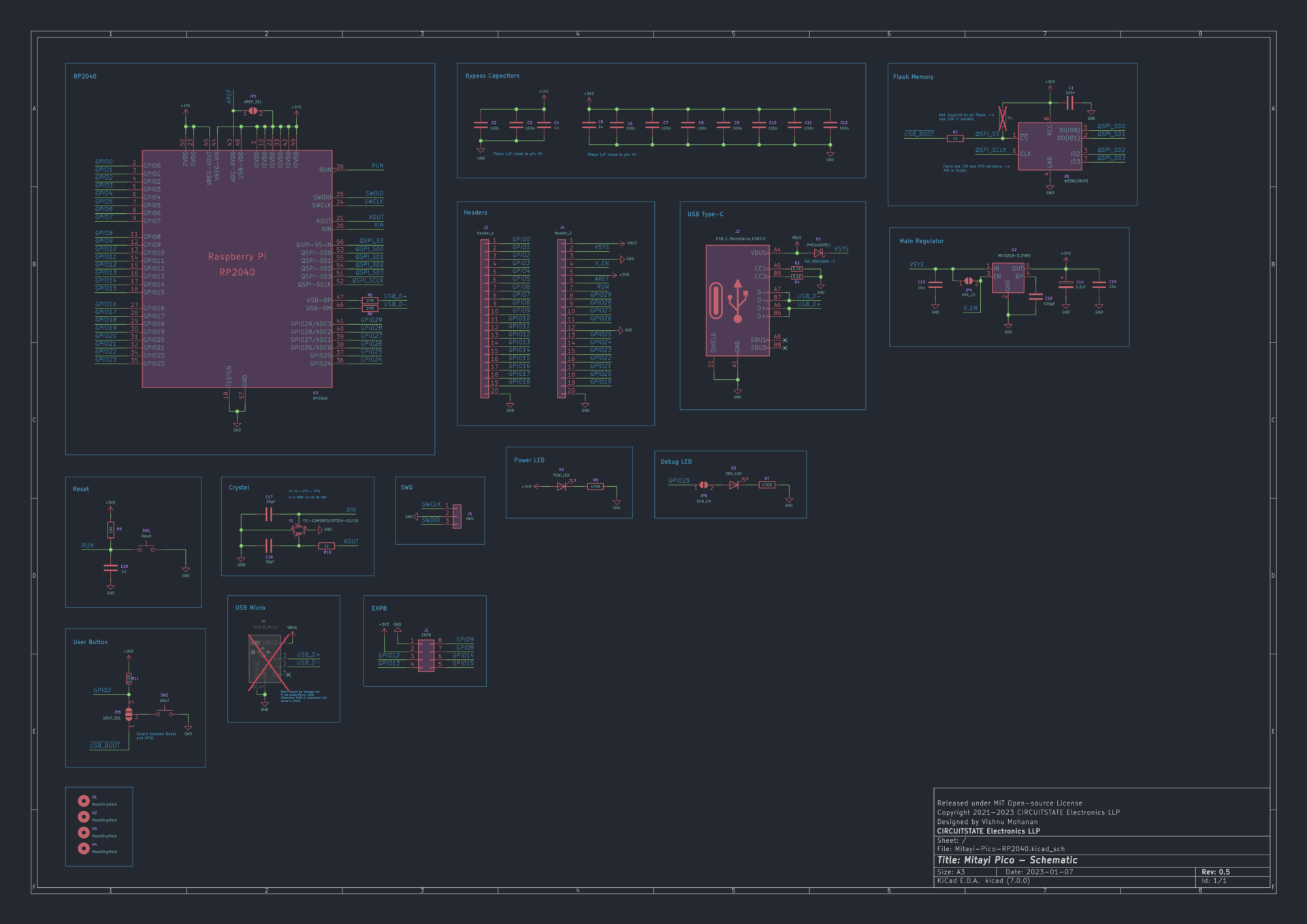MITAYI Pico RP2040 r0.5 – Open-Source Microcontroller Development Board ...