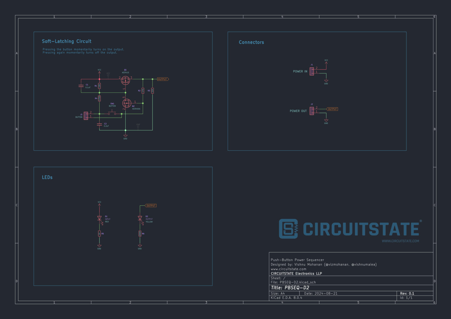 Pbseq D2 Soft Latching Power Sequencer Circuit Using Mosfets And Push Button Circuitstate